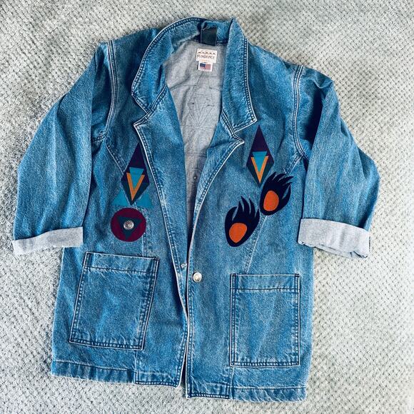 Sundance | Jackets & Coats | Sundance Denim Long Line Aztec Print ...